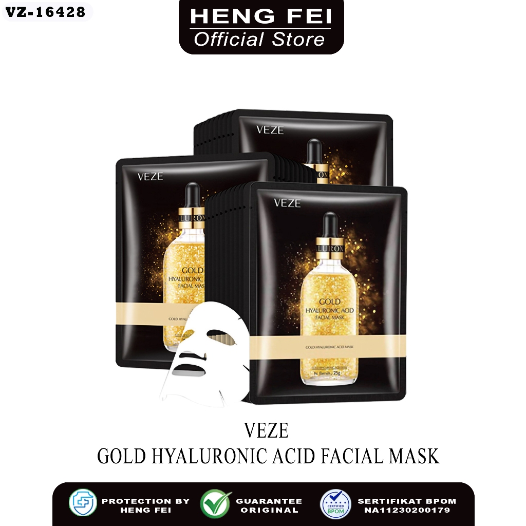 Jual [BPOM] Veze 24K Pure Gold Hyaluronic Acid Facial Mask Masker Wajah ...