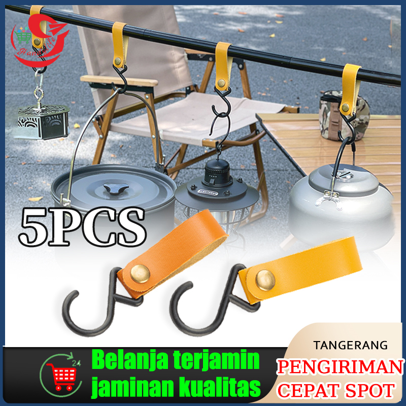 Jual 5 Pcs Set Kait Gantung Barang PU HOOK Camping Outdoor Kulit Easy ...