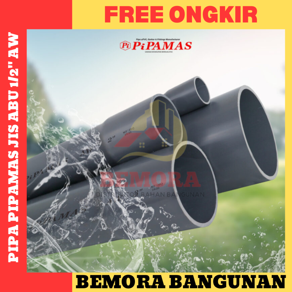 Jual Pipa PVC Merek Pipamas Jis warna abu 1/2 inch aw (Harga Grosir ...