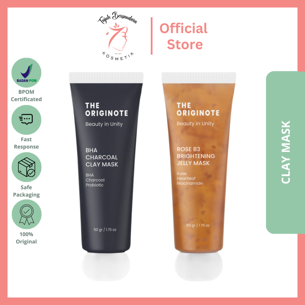Jual The Originote BHA Charcoal Clay Mask | Rose B3 Brightening Jelly ...