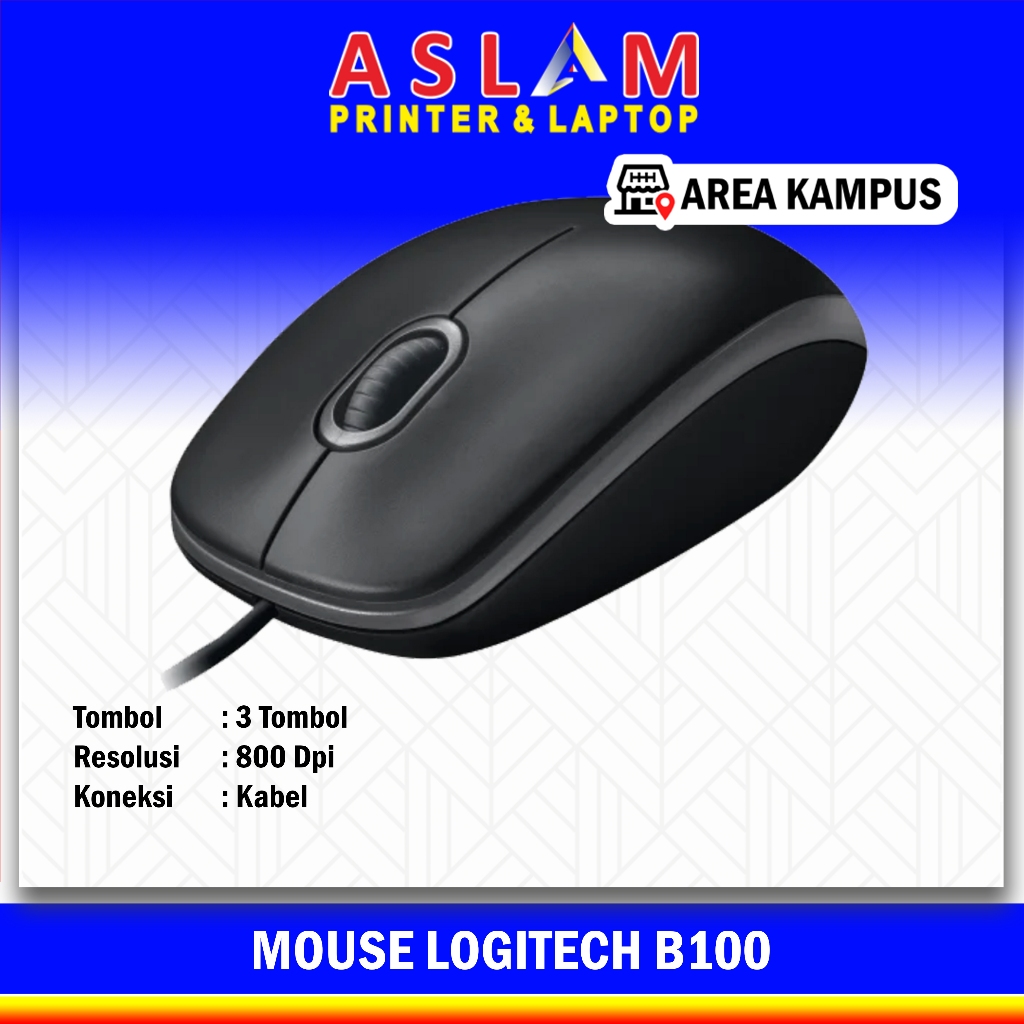 Jual Mouse Logitech B100 Optical Wired Mouse Tahan Lama - Original ...