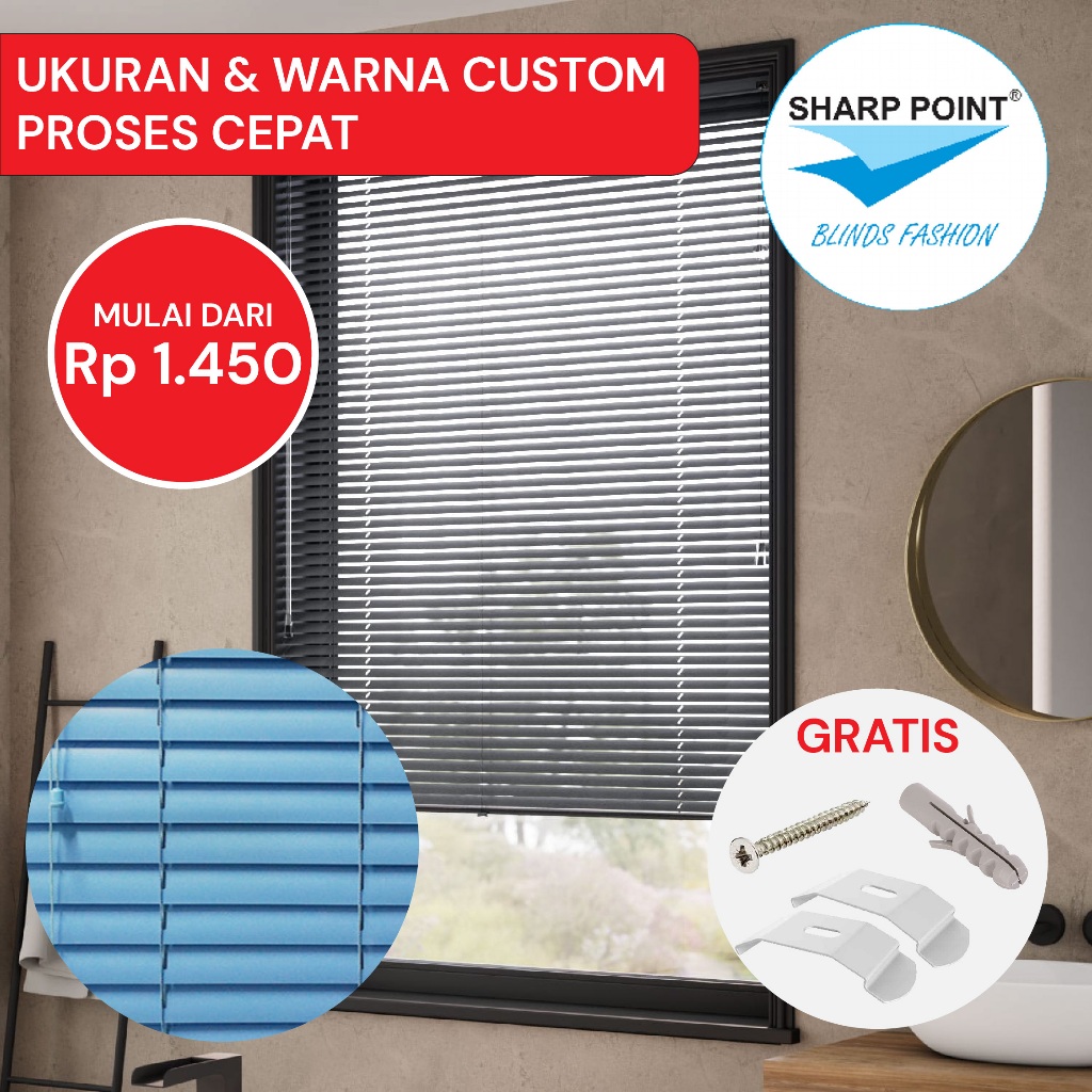 Jual Horizontal Venetian Blind 25mm Blinds Tirai Jendela Kamar Kantor ...