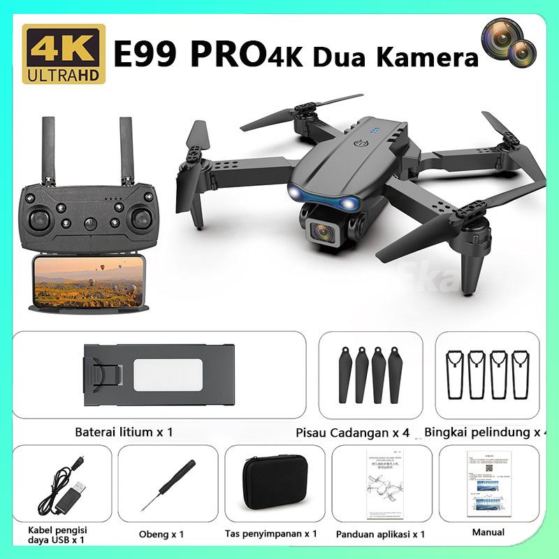 Jual Roscloud Mainan drone E99, kamera kendali jarak jauh 4k piksel ...
