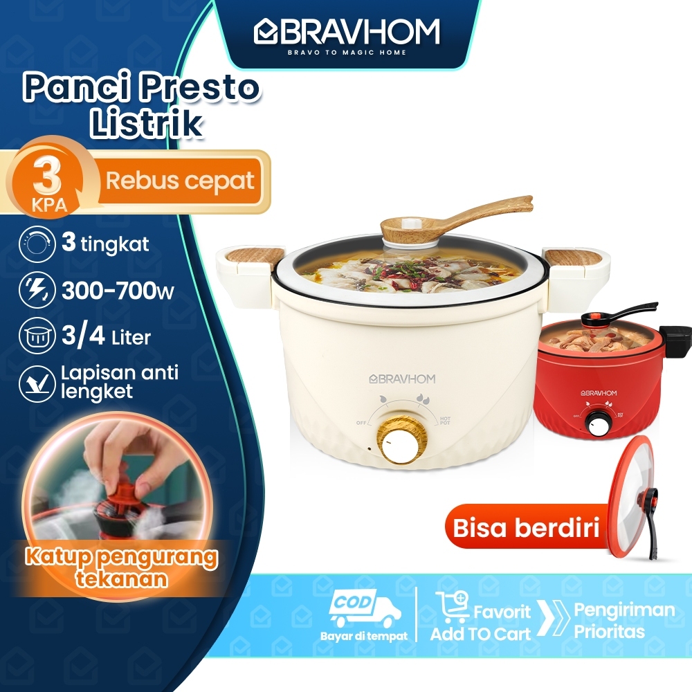 Jual BRAVHOM Panci Listrik Serbaguna 700W Panci Presto Listrik 4 Liter ...
