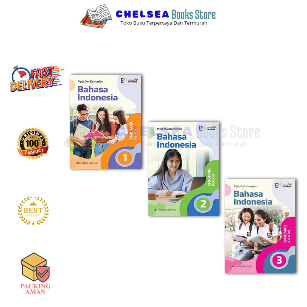 Jual Bahasa Indonesia SMK/MAK Kelas 10, 11& 12 Kurikulum Merdeka - Erlangga | Shopee Indonesia
