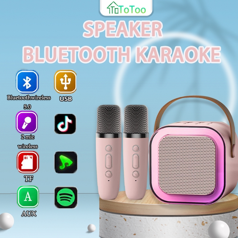 Jual Speaker Bluetooth Karaoke 2 Mic Set Salon Bluetooth bt Speaker ...