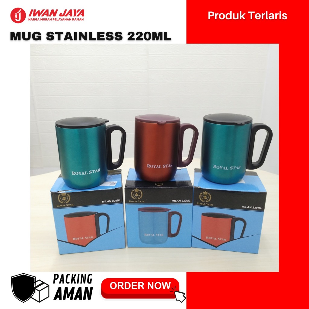 Jual MUG STAINLESS 220 ML POLOS MAROON BLUE Besi Kopi | Shopee Indonesia