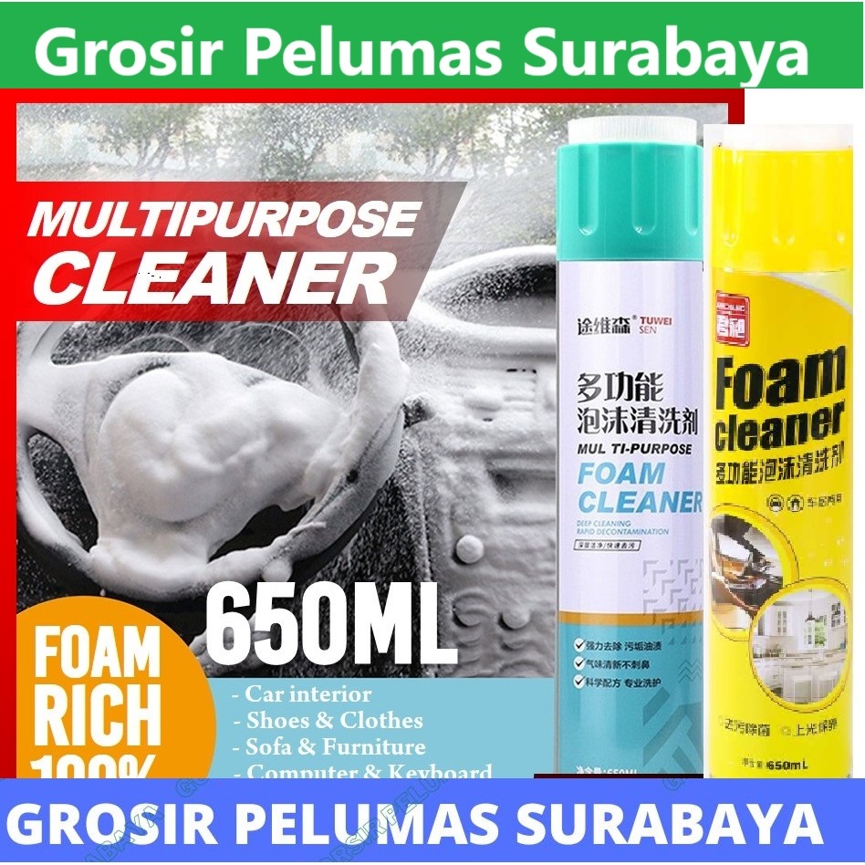 Jual BESAR 650ml Multipurpose FOAM cleaner PURGO Pembersih Sepatu karpet Jok plafon Bludru ...