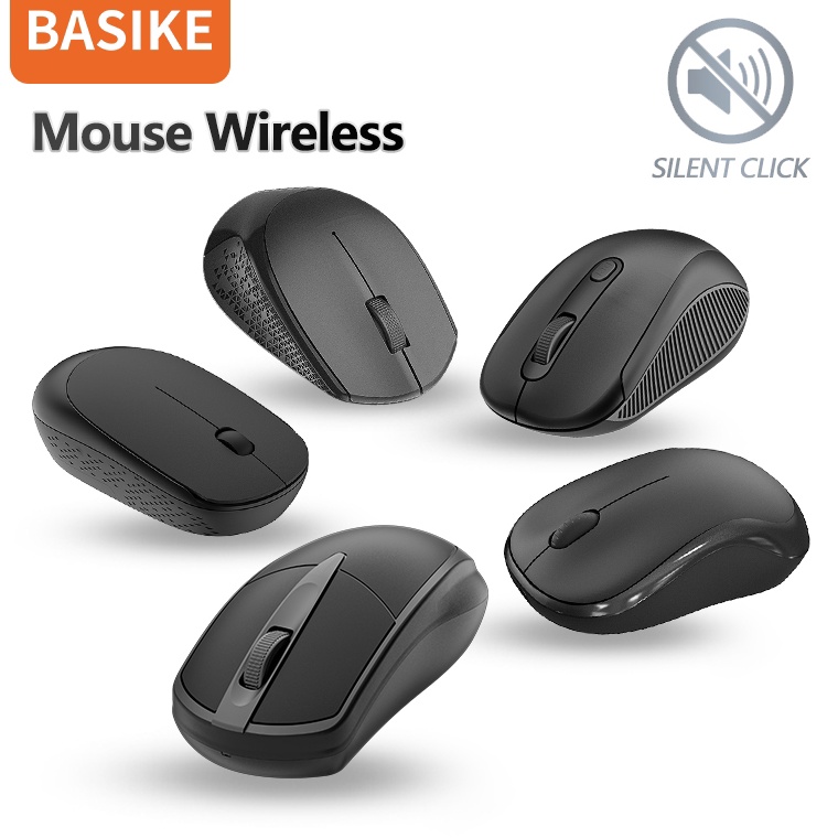 Jual BASIKE Mouse Wireless Silent Click Portable untuk PC Laptop ...