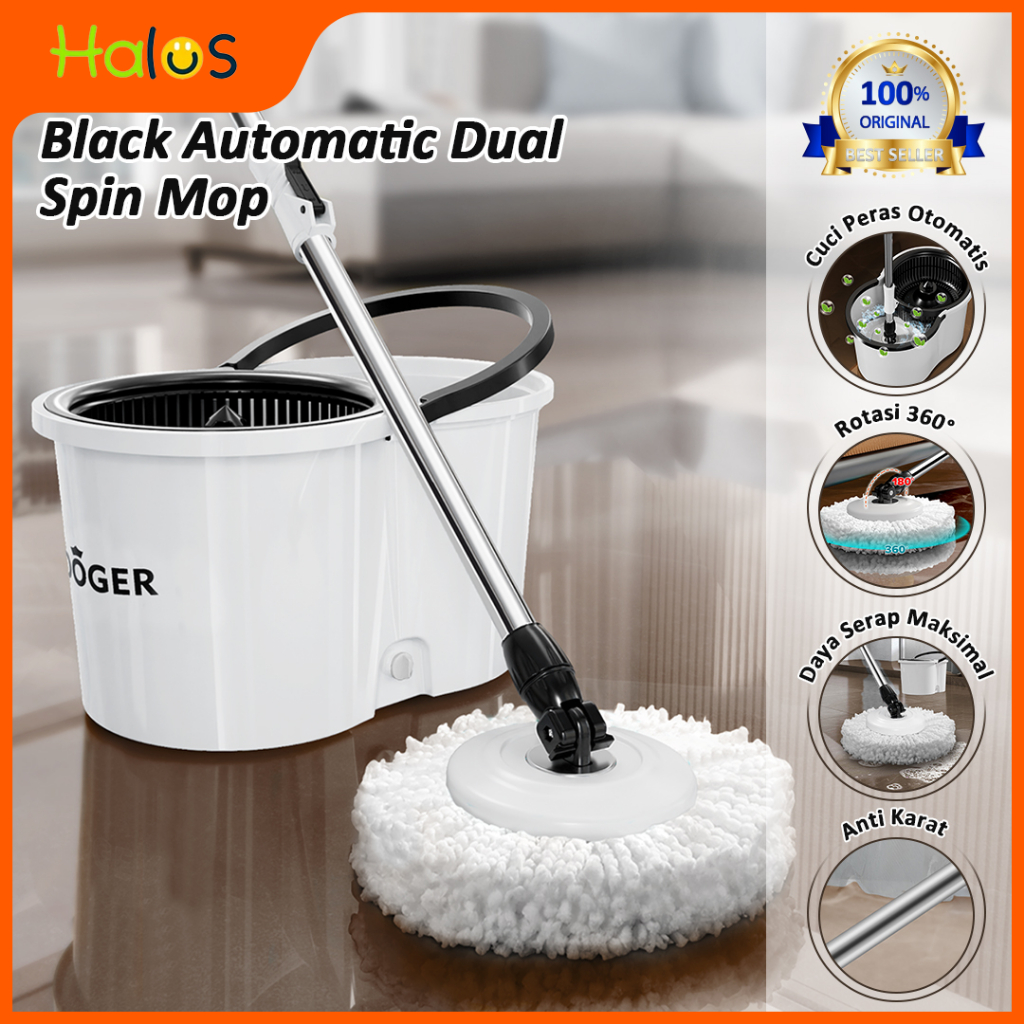 Jual HALUS Super Mop Double Side Spin Mop Alat Pel Putar Ember Bilas ...