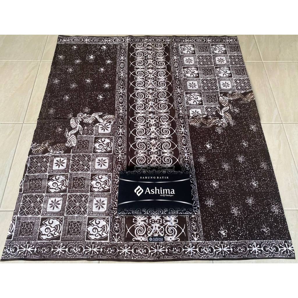 Jual sarung batik cap ashima dewasa as197 monokrom coklat putih abstrak ...