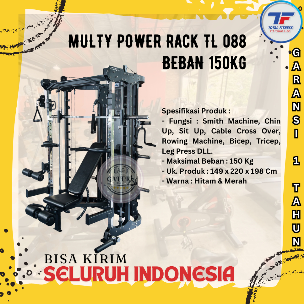 Jual Alat Fitness Smith Machine Multifungsi Power Rack TL-088 Multi Gym ...