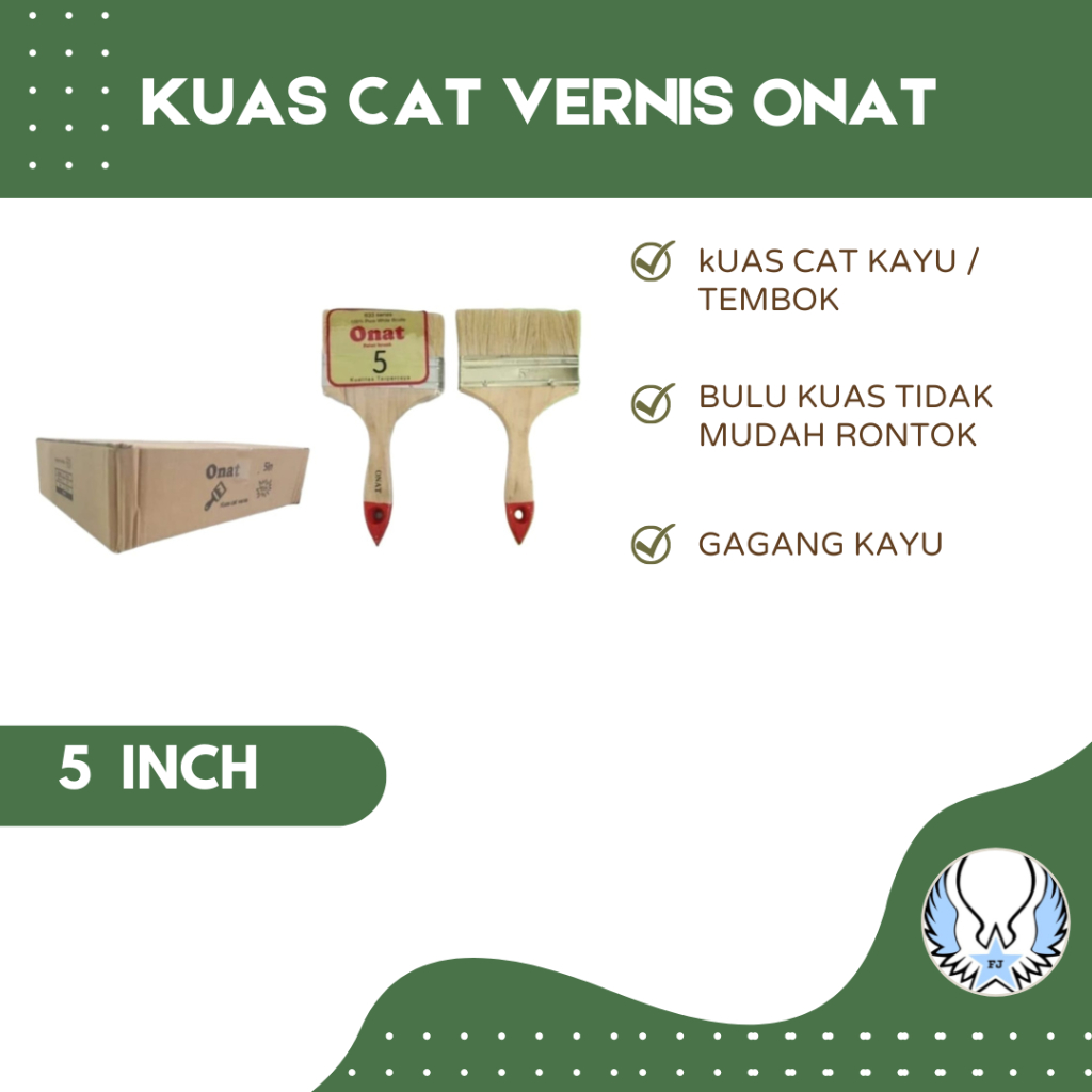 Jual ONAT Kuas cat tembok / kuas cat kayu vernis / kuas serbaguna 5in ...