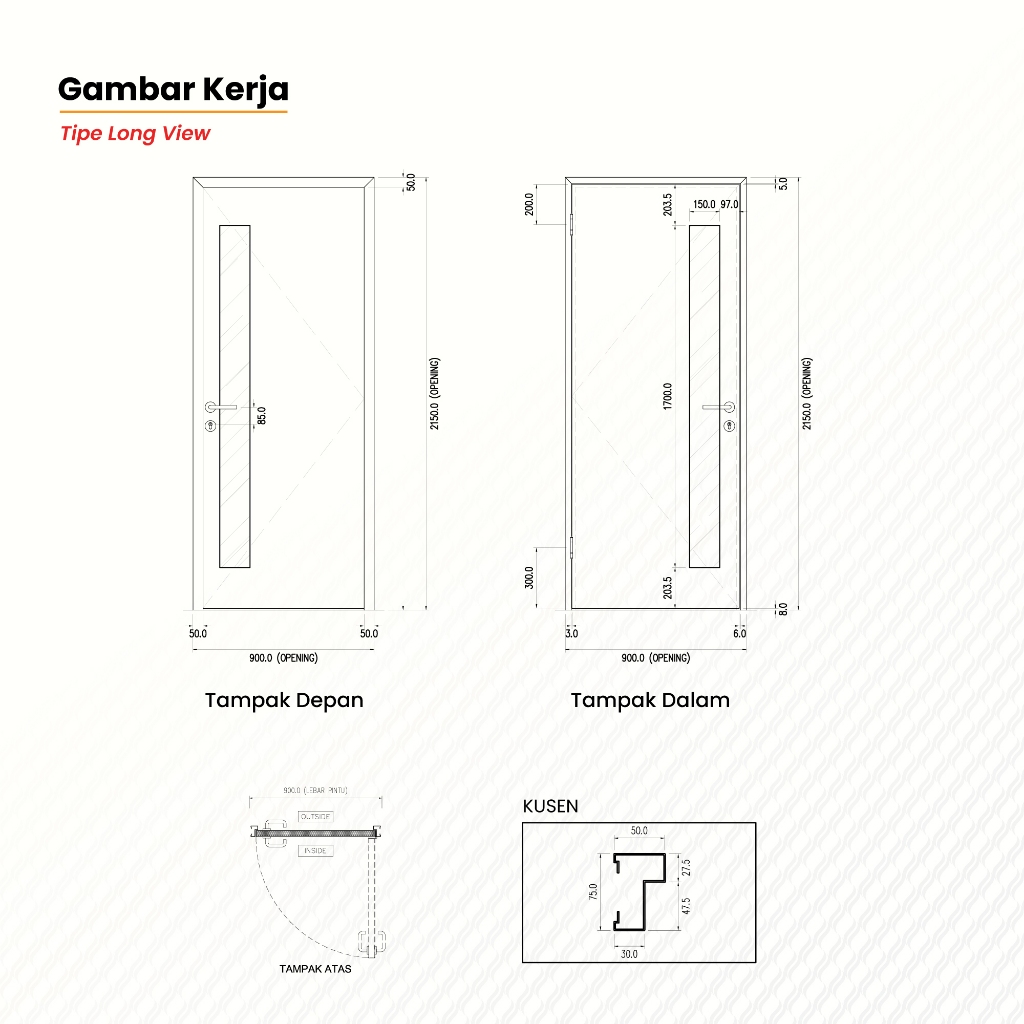 Jual AMK Pintu Aluminium Long View 2617 - Ivory White | Shopee Indonesia