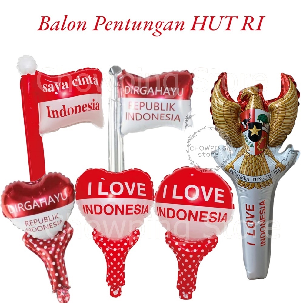 Jual Balon Foil Pentungan Stik Bendera HUT RI Dirgahayu RI Hiasan 17 ...