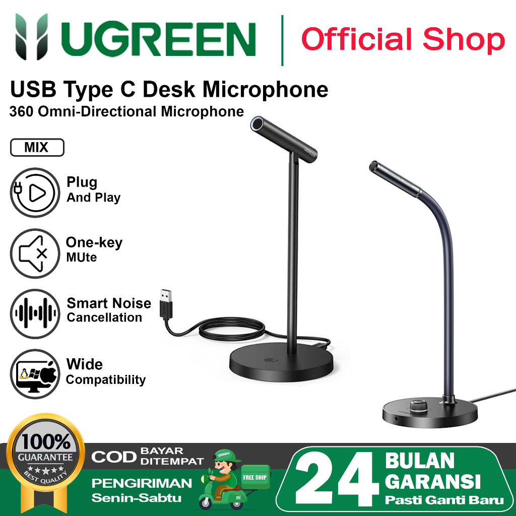 Jual UGREEN USB Microphone Mic External For PC Komputer Laptop Zoom ...