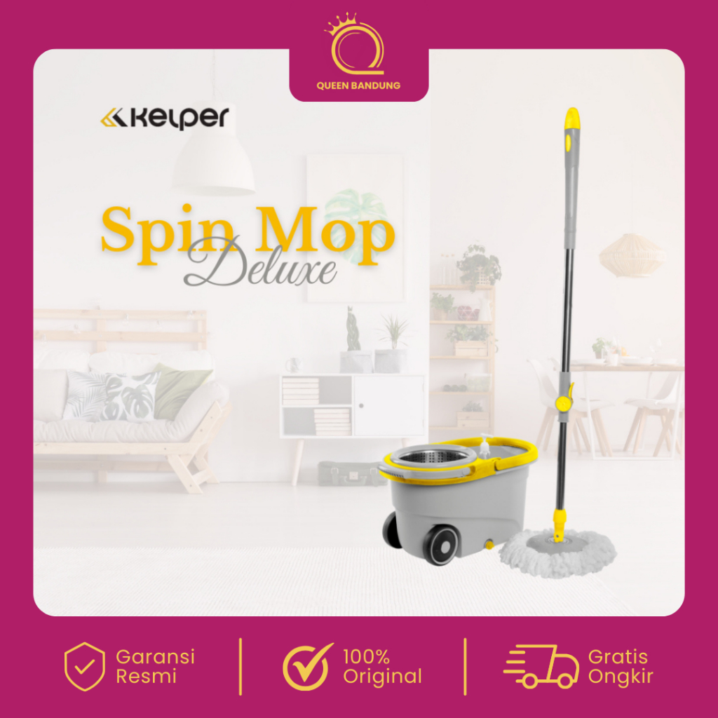 Jual Kelper Spin Mop Deluxe Alat Pel Putar Modern Stainless Plus Roda ...