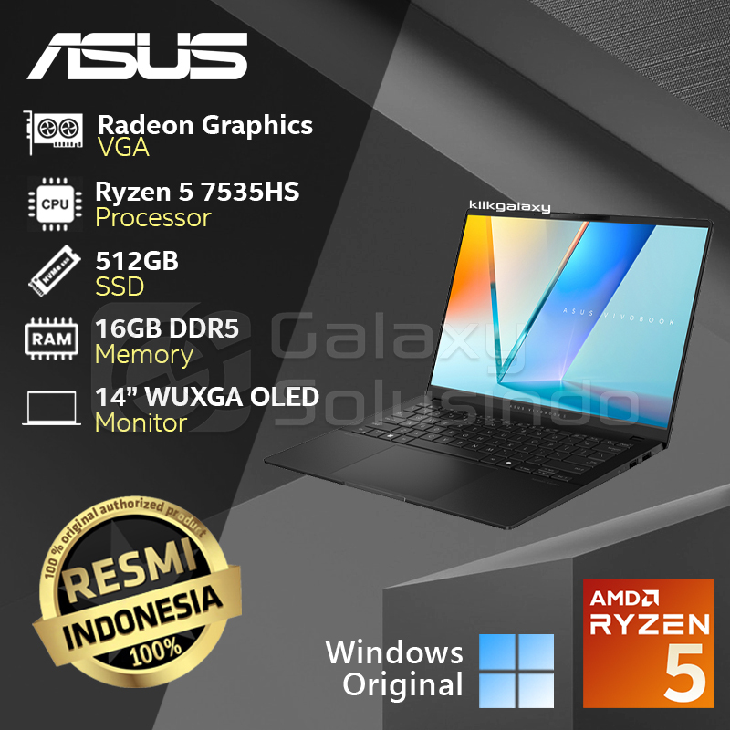 Jual Asus Vivobook S14 M5406NA-OLED552 Ryzen 5 7535HS 512GB SSD 16GB ...