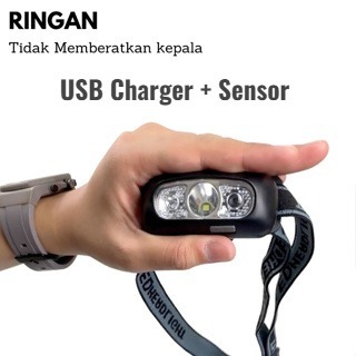 Jual Senter Kepala Sensor Headlamp LED USB Charge Headlamp Sorot Cas 3 ...
