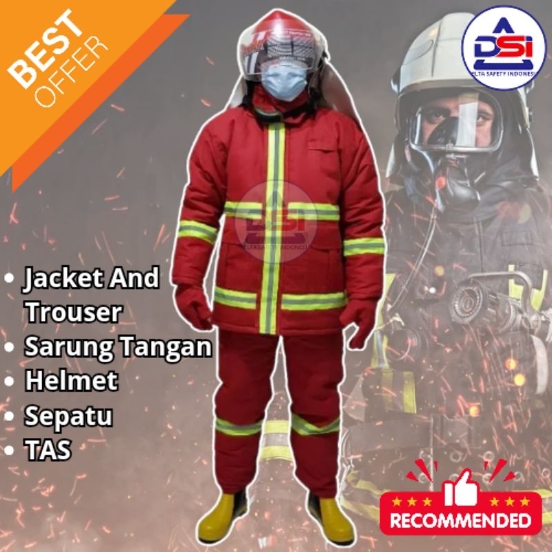 Jual Baju Pemadam Kebakaran Lokal Merah Full Set Berkualitas / Full set ...
