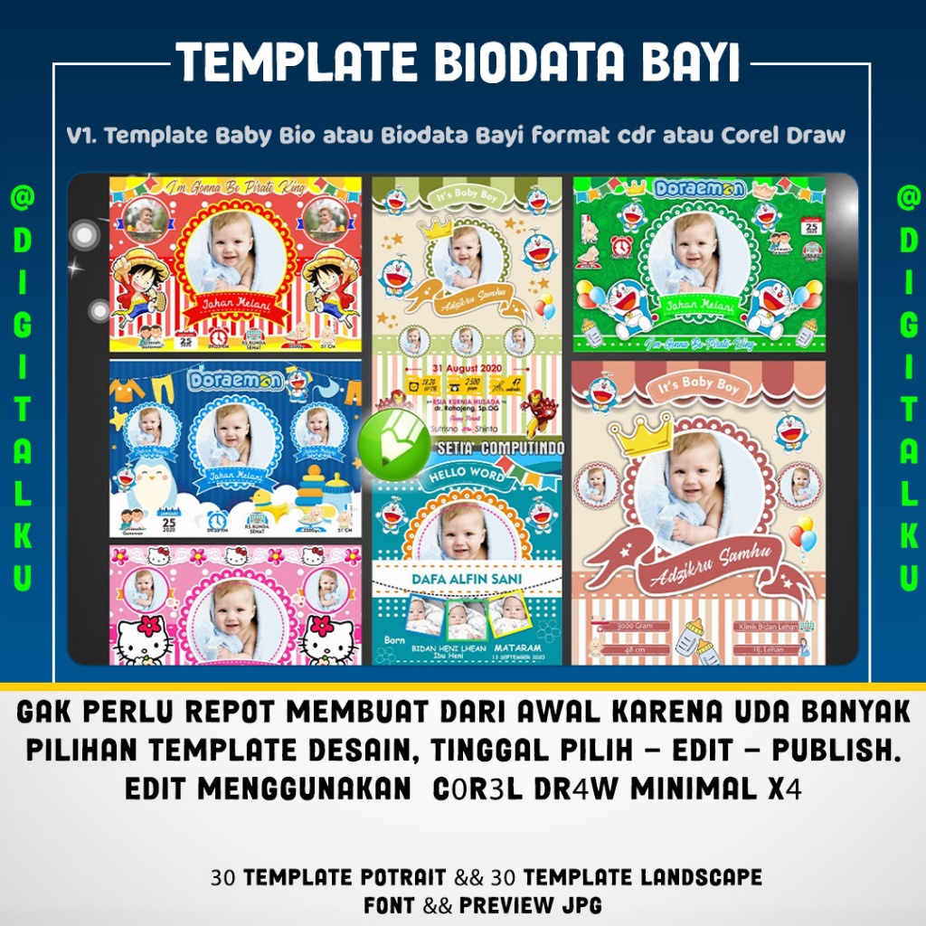Jual V1. Template Baby Bio atau Biodata Bayi format cdr atau Corel Draw ...
