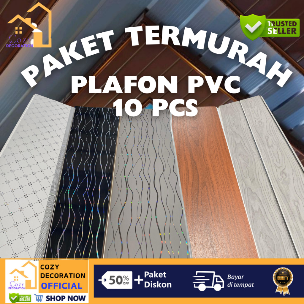 Jual [ PROMO ] PAKET 10 PCS PLAFON PVC UKURAN 1 M TEBAL 8MM MINIMALIS ...
