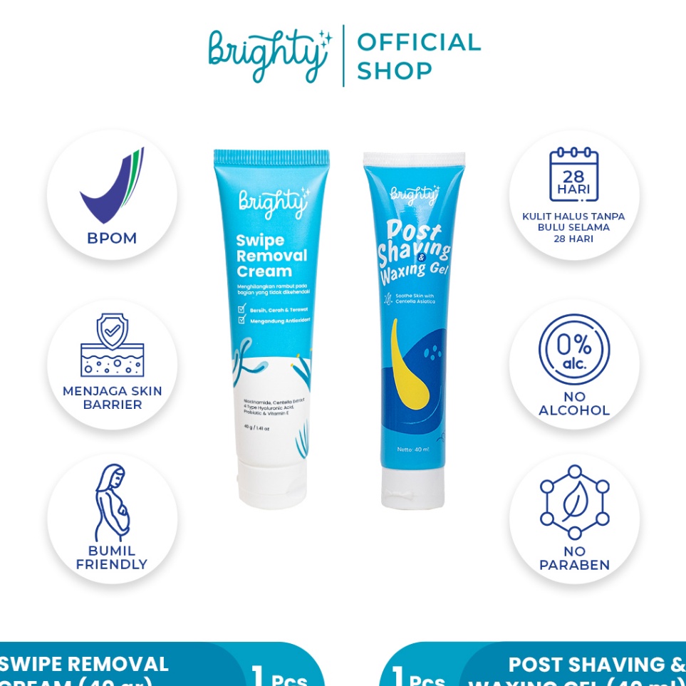 Jual Brighty Swipe Removal Cream X Post Shaving Waxing Gel j F4E7 ...