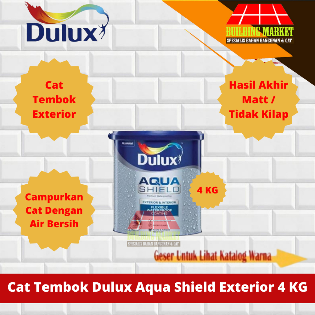 Jual CAT TEMBOK DULUX AQUASHIELD WATERPROOFING EXTERIOR READY MIX 4 KG ...