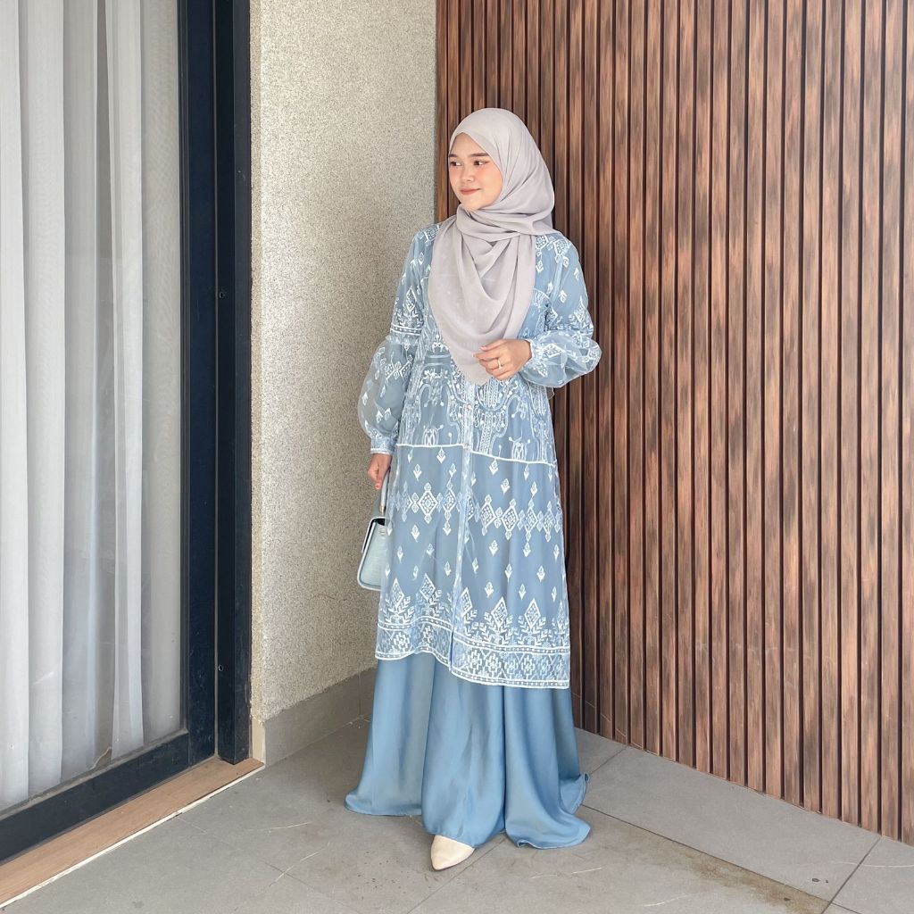 Jual Set Dress Gamis Inner Outer Brukat Vest Panjang Lebaran Kondangan ...