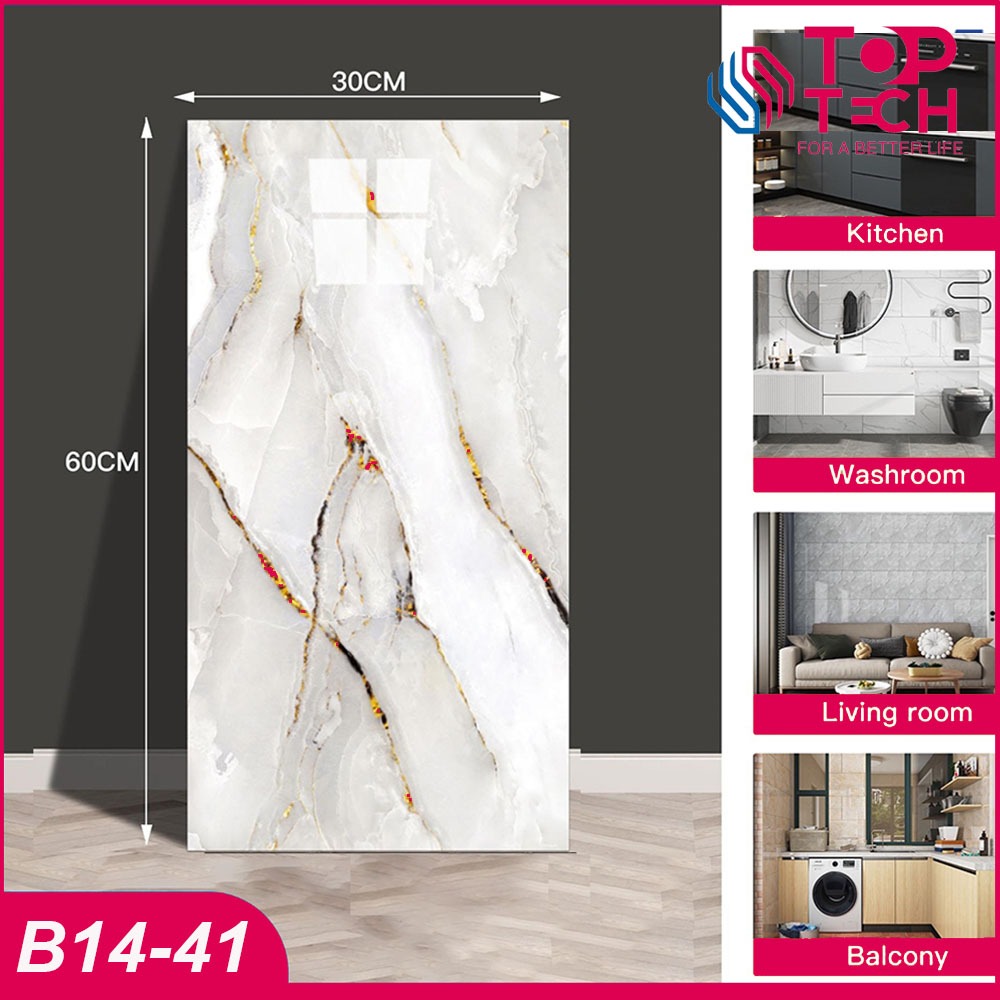 Jual Toptech - (PAKET 10 LEMBAR ) Wallpaper dinding VINYL Marble 30 x 60 cm / Lantai Vinyl ...
