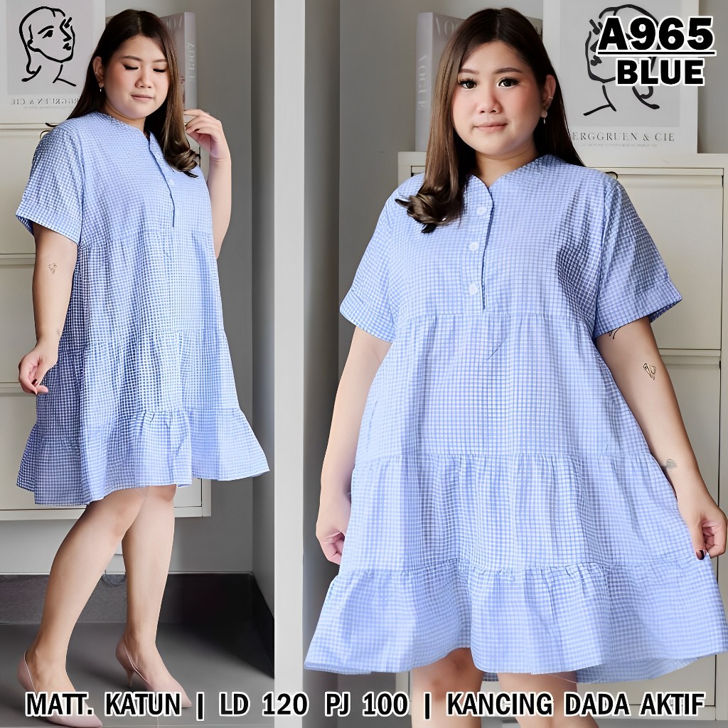 Jual FF Dress Diana Big Size XXXL Ld 120 cm P 95 cm B 200 gr Cotton Polyester #4120 | Shopee ...