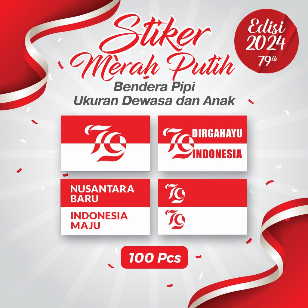 Jual Stiker Bendera Pipi Merah Putih 100 Pcs / Edisi Agustus 2024 / HUT ...