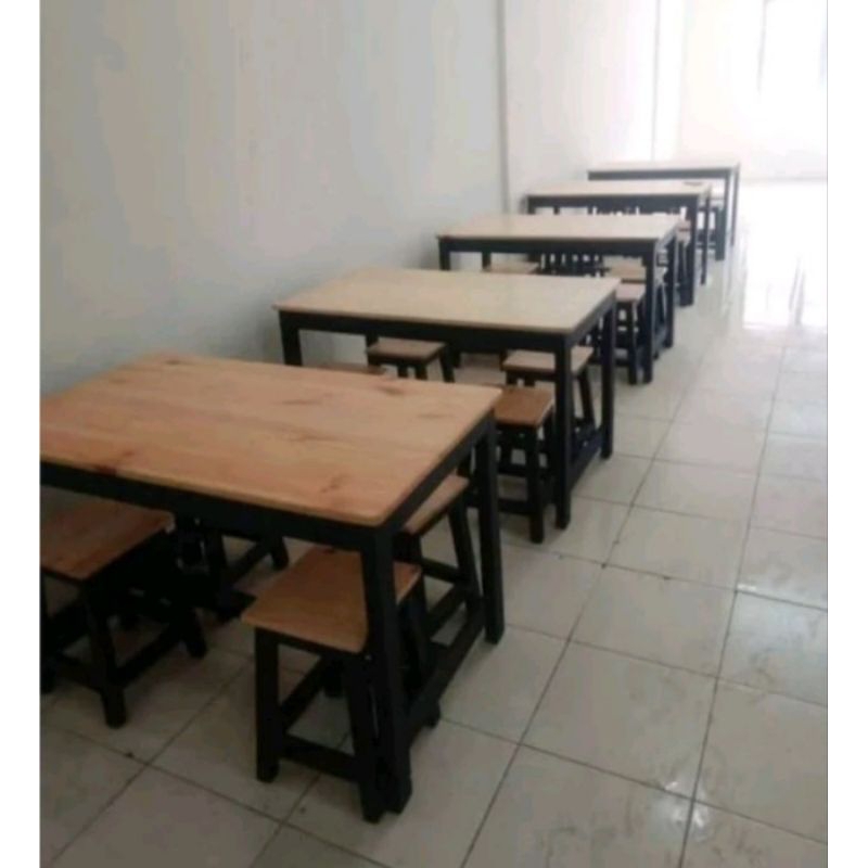 Jual set meja makan resto meja makan cafe kayu jati belanda | Shopee ...