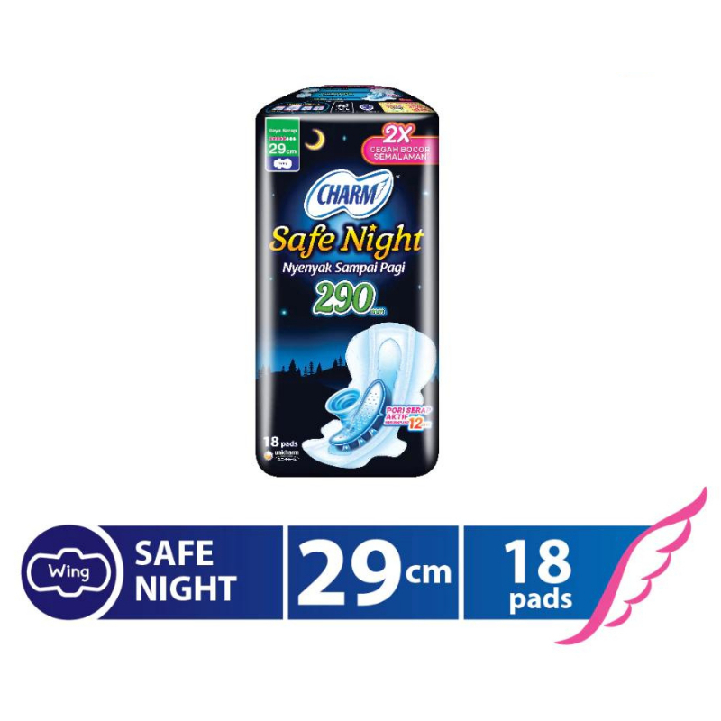 Jual CHARM SAFE NIGHT Wing ( 29cm isi 9 / 18 pads ) Pembalut wanita ...