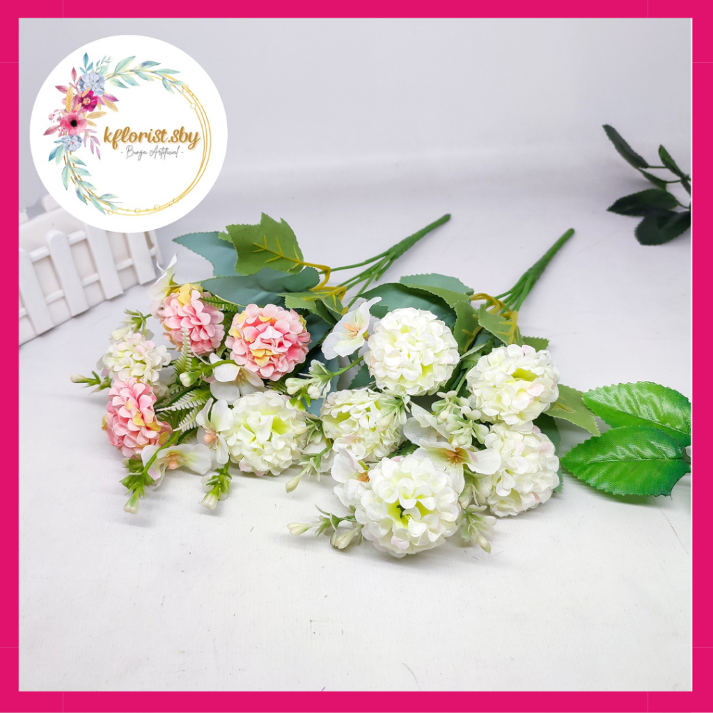 Jual Bunga Pom - Pom Cabang 5 Bunga Anyelir Mini Hydra Carnation Seruni ...