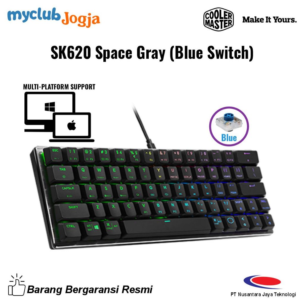 Jual Cooler Master SK620 Space Gray Blue Switch | Wired Mechanical ...