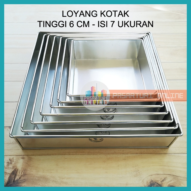 Jual LOYANG KUE / CAKE / BOLU KOTAK PERSEGI TINGGI 6 CM ISI 7 UKURAN ...