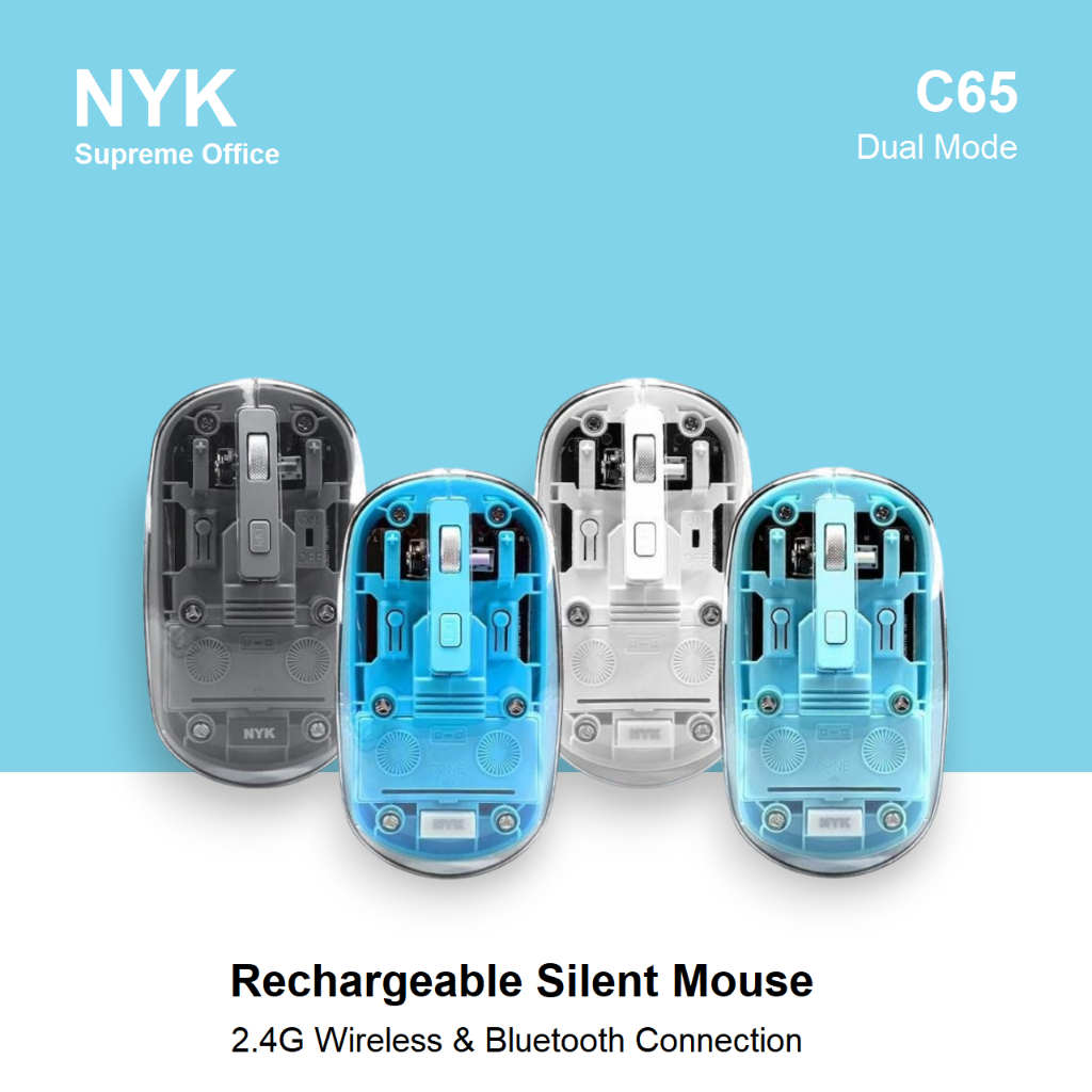 Jual Mouse Wireless Bluetooth NYK C65 Transparant Silent Click ...