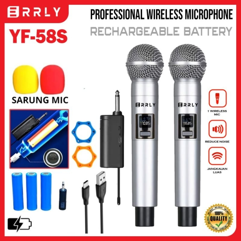 Jual Mic Microphone Karaoke Profesional Wireless YF-58S UHF Double Free ...