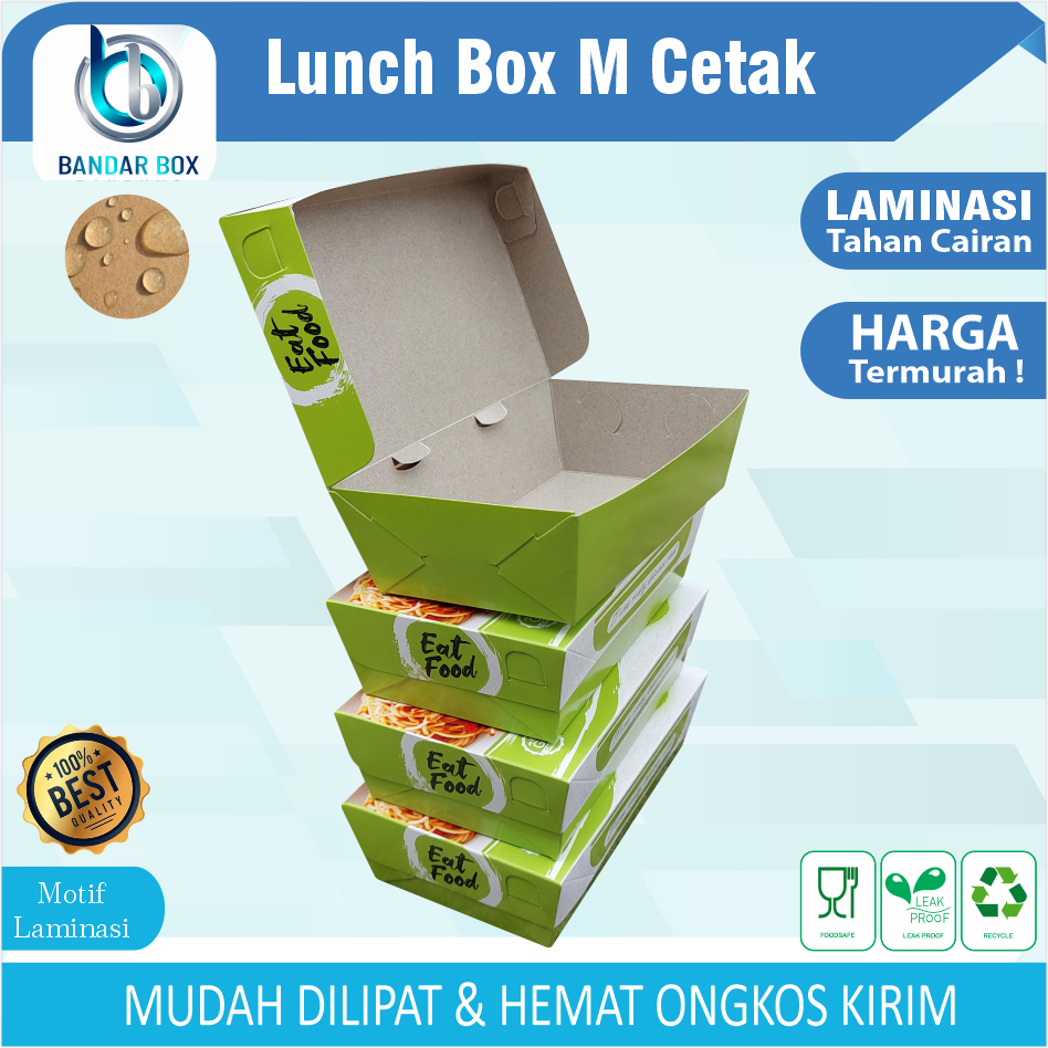 Jual DUS IVORY M HIJAU CETAK///PAPER LUNCH BOX SIZE M LAMINASI DUS KUE ...