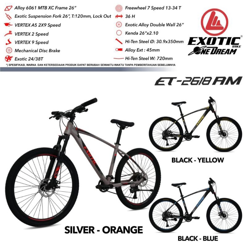 Jual SEPEDA MTB EXOTIC BY PACIFIC 26 INCH ALLOY 3x9SP PROMO SILVER ...