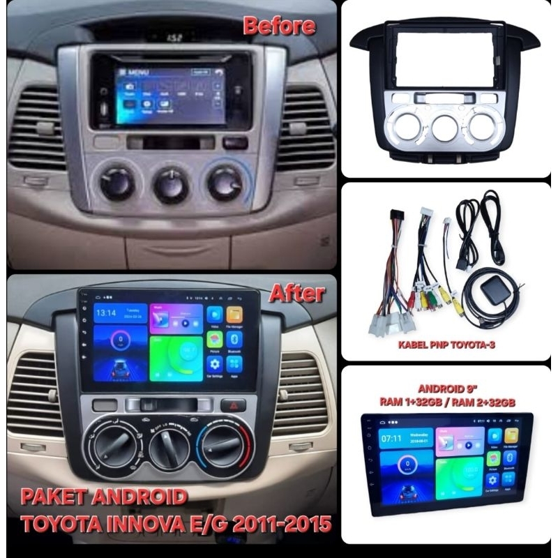 Jual PAKET HEAD UNIT ANDROID 9 INCH INNOVA LAMA TIPE E / TIPE G / TIPE ...