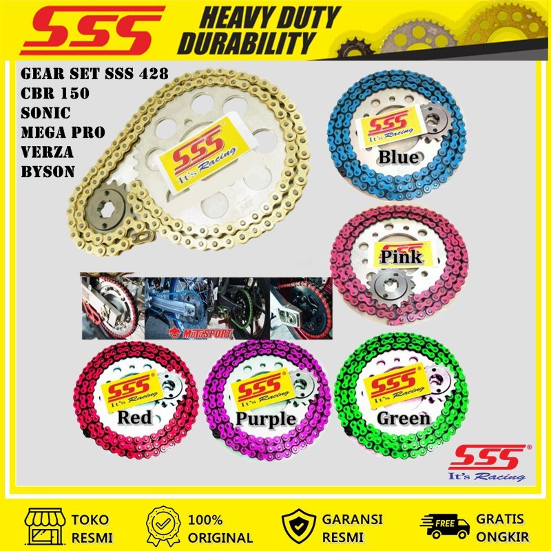 Jual Gear Set SSS 415 Sonic 150 CB 150 CBR 150 Tiger revo Megapro Verza Supra GTR Rante GOLD ...