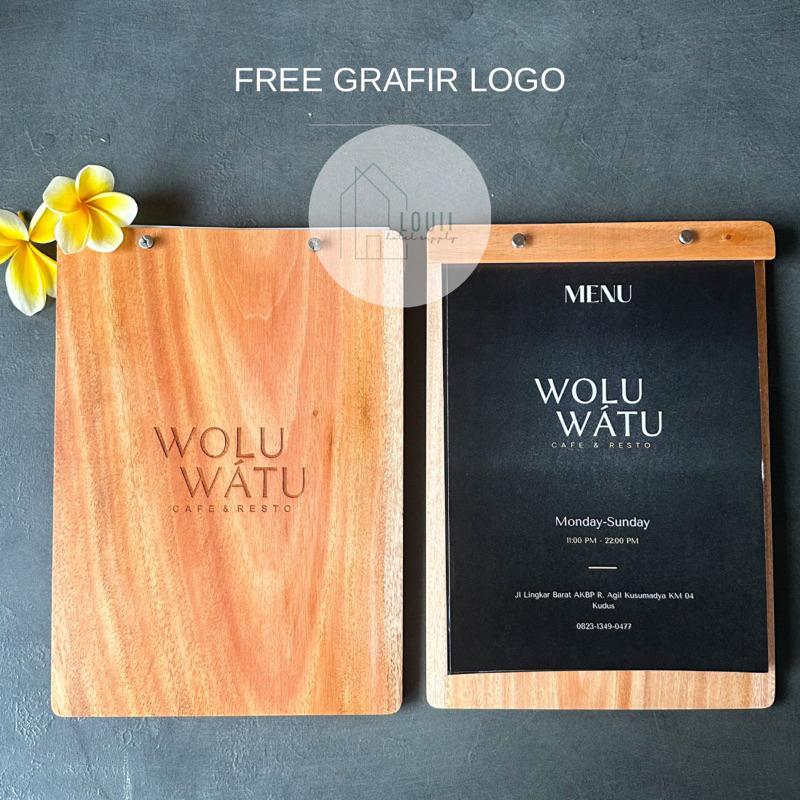 Jual Papan menu kayu mahoni FREE grafir logo restoran / hotel / cafe ...