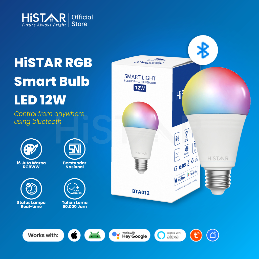 Jual HiSTAR Lampu Pintar LED 12W RGB+CCT Bluetooth | Shopee Indonesia