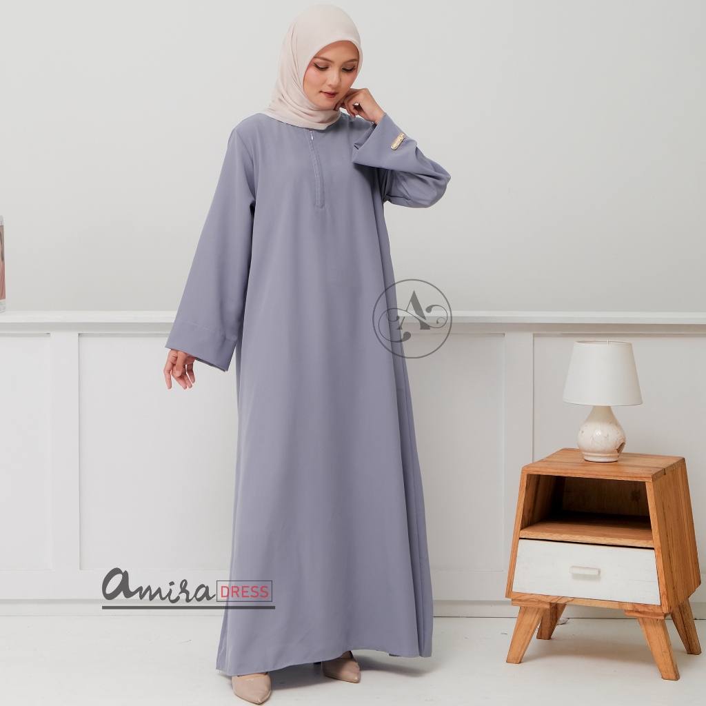 Jual (BIsa COD) Amira Dress Abaya polos Wanita Kekinian Wolfis Premium ...