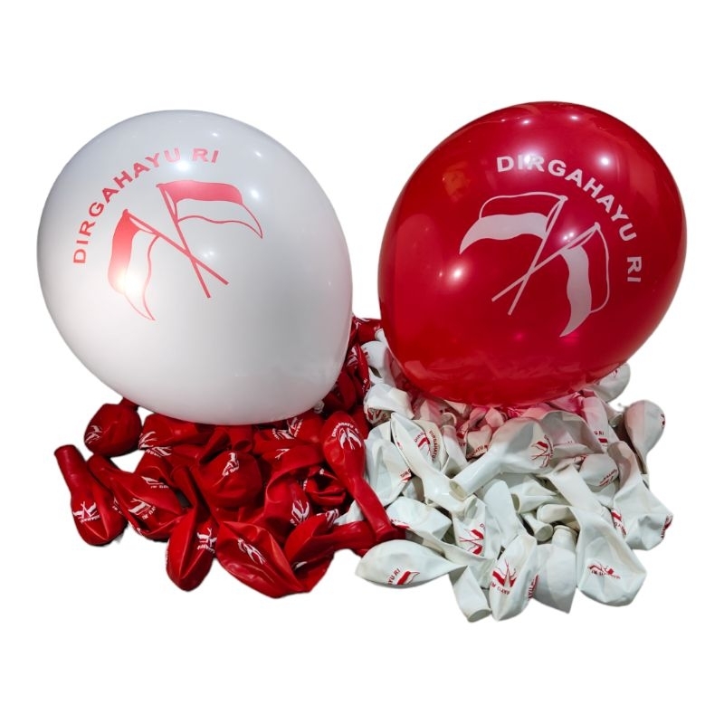 Jual ( isi 10pcs ) Balon Karet Dirgahayu / Balon Merah Putih Motif ...