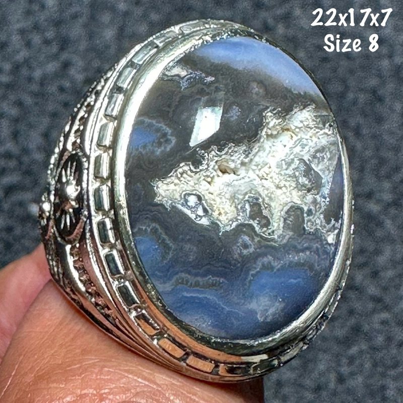 Jual Cincin Batu Akik Natural Blue Yaman Ngrikil Alami Kristal (asli ...