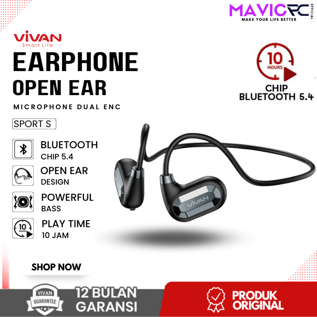 Jual VIVAN SPORT S Open Ear Earphone OWS TWS Olahraga Bluetooth 5.4 ...