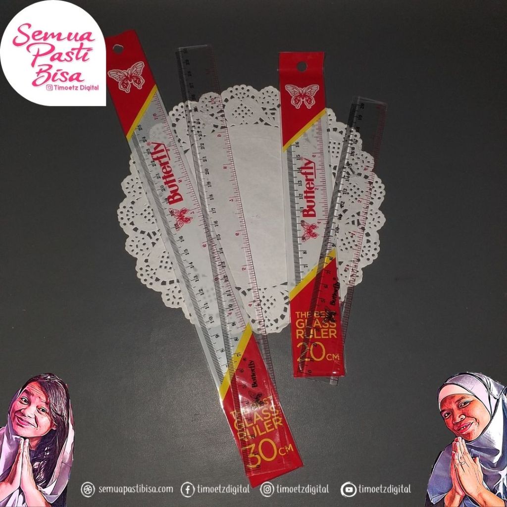 Jual Penggaris Plastik Butterfly 30cm / Penggaris Mika / Penggaris ...